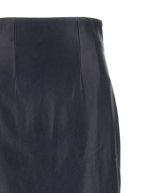Khaite Loxley Leather Midi Skirt - Blue