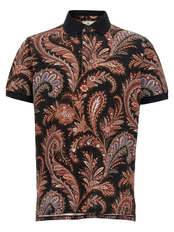 Etro Paisley Floral Cotton Piqué Polo Shirt