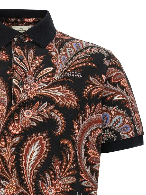 Etro Paisley Floral Cotton Piqué Polo Shirt