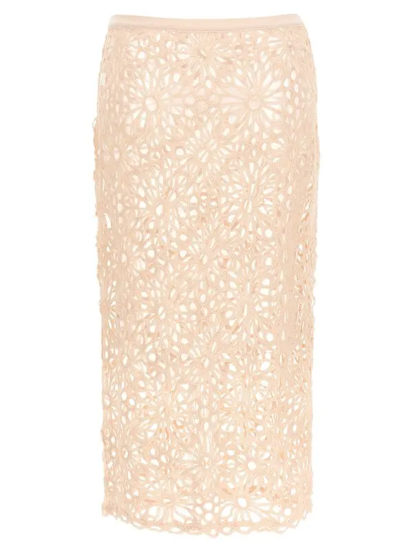 Norma Kamali Crochet Skirt - Pink