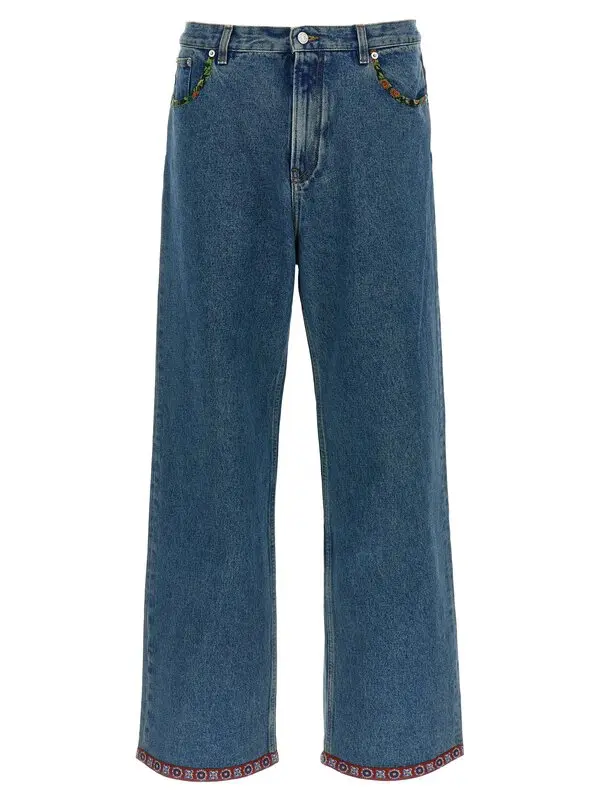 Valentino Garavani Floral Insert Straight Leg Jeans