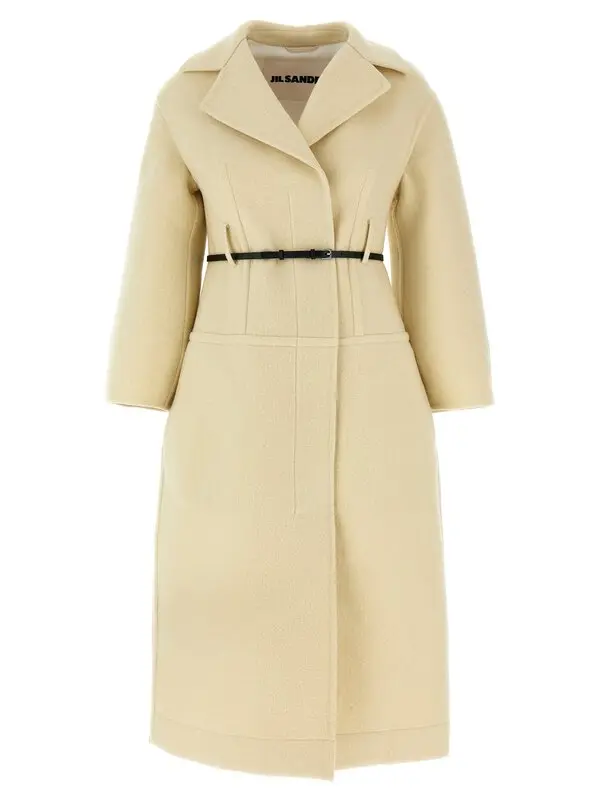 JIL SANDER Single-breasted Virgin Wool Felt Coat - White