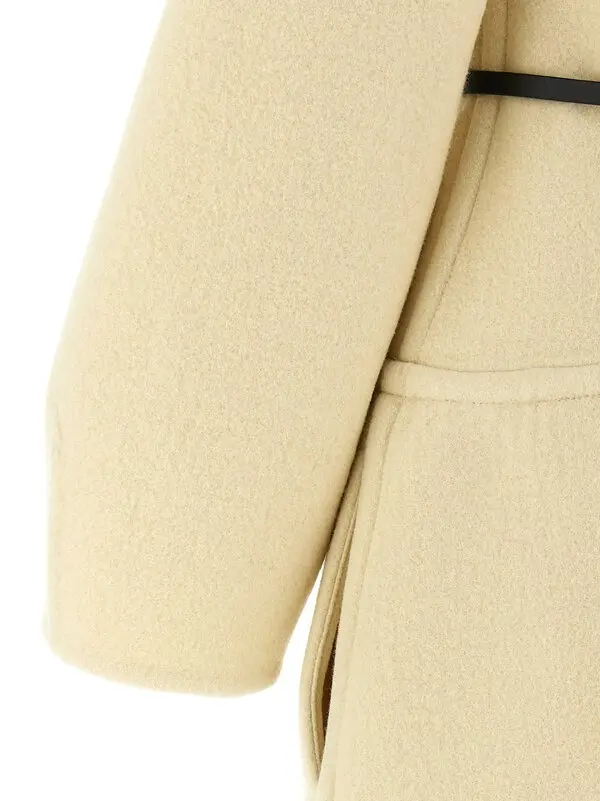 JIL SANDER Single-breasted Virgin Wool Felt Coat - White
