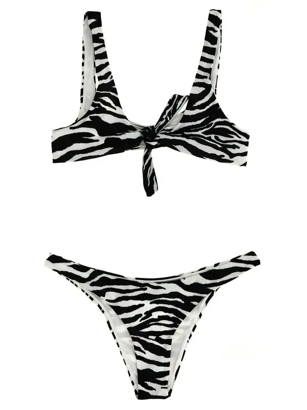 Attico Animalier Print Bikini - White/black