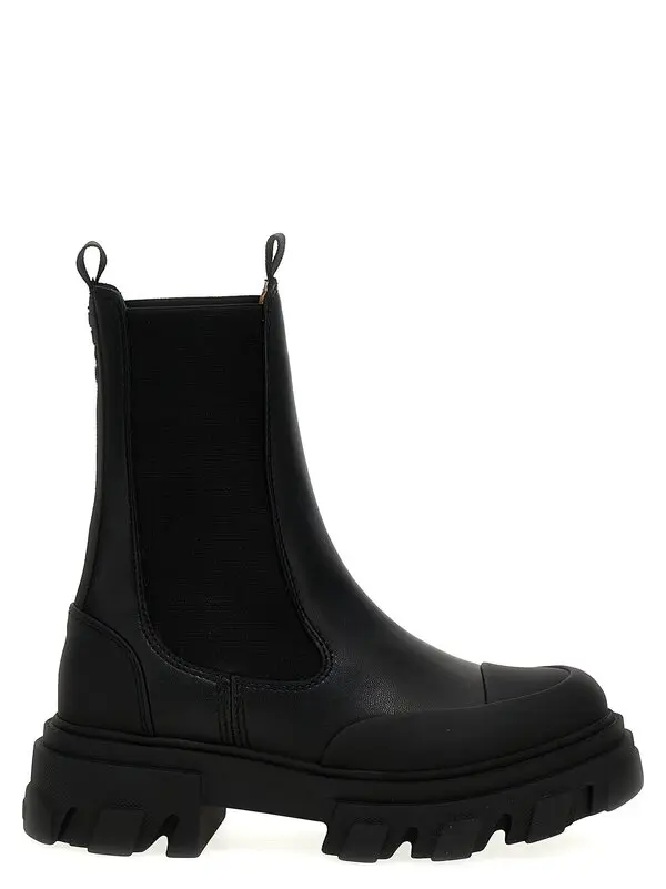 GANNI Leather Ankle Boots - Black