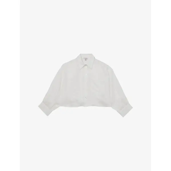 REISS Solena Cropped Linen Shirt