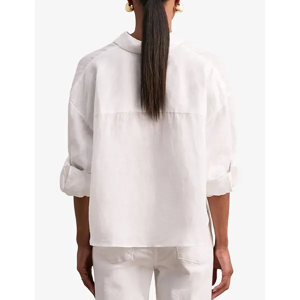 REISS Solena Cropped Linen Shirt