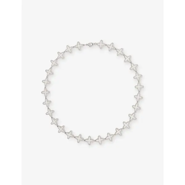 DARKAI Clover Diamond Stone Necklace - White & White