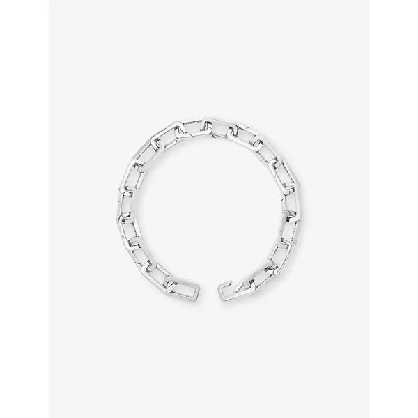 POUBEL Engraved-link Sterling Bracelet - Silver