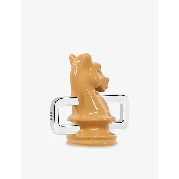 POUBEL Chess Knight Sterling And Enamel Charm
