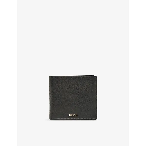 REISS Cabot Branded Leather Wallet - Chocolate