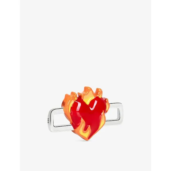 POUBEL Heart On Fire Sterling And Enamel Charm