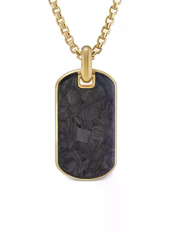 David Yurman 18kt Yellow Gold Forged Carbon Tag - Grey