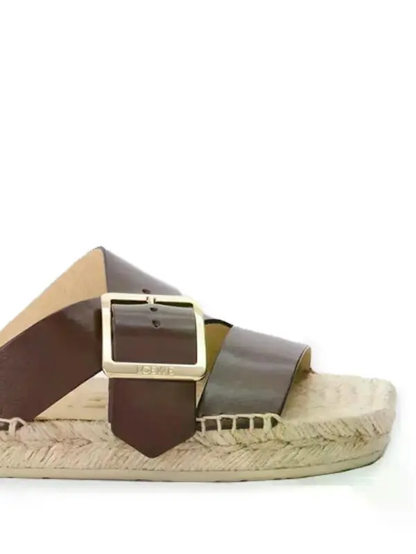 Loewe Buckle-fastening Espadrille Slides - Neutrals
