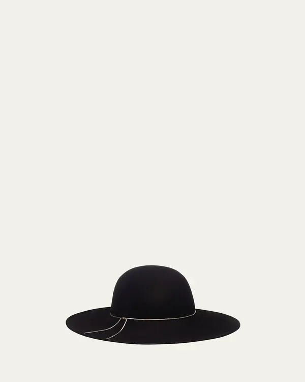 Eugenia Kim Honey chain-trimmed wool-felt hat Eugenia Kim Honey Chain-Trimmed Fedora - Black | Editorialist main image 4