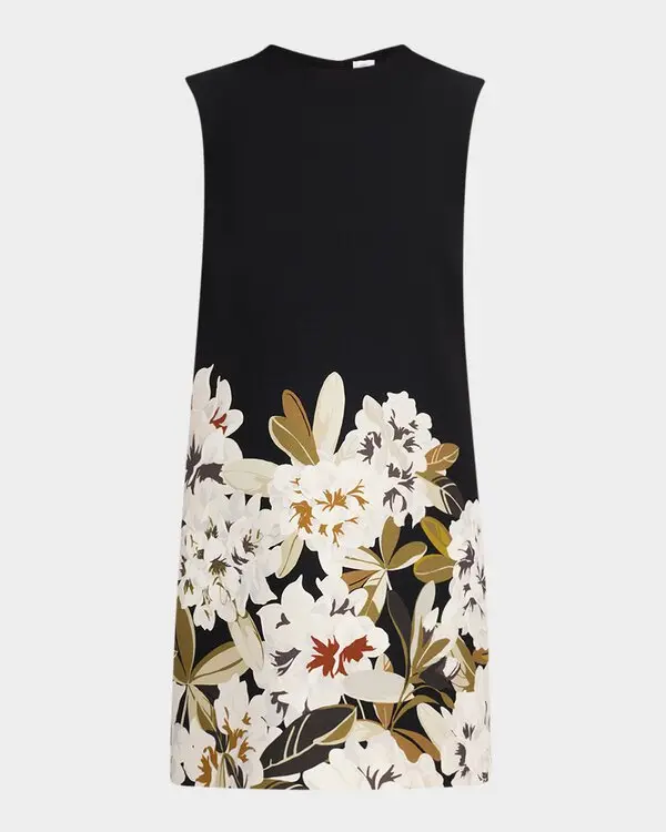 Adam Lippes Ani Floral-print Short-sleeve Midi Dress - Blackwhite