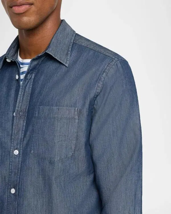 Dunhill Apos;s Silk-cotton Chambray Long-sleeve Shirt - Indigo