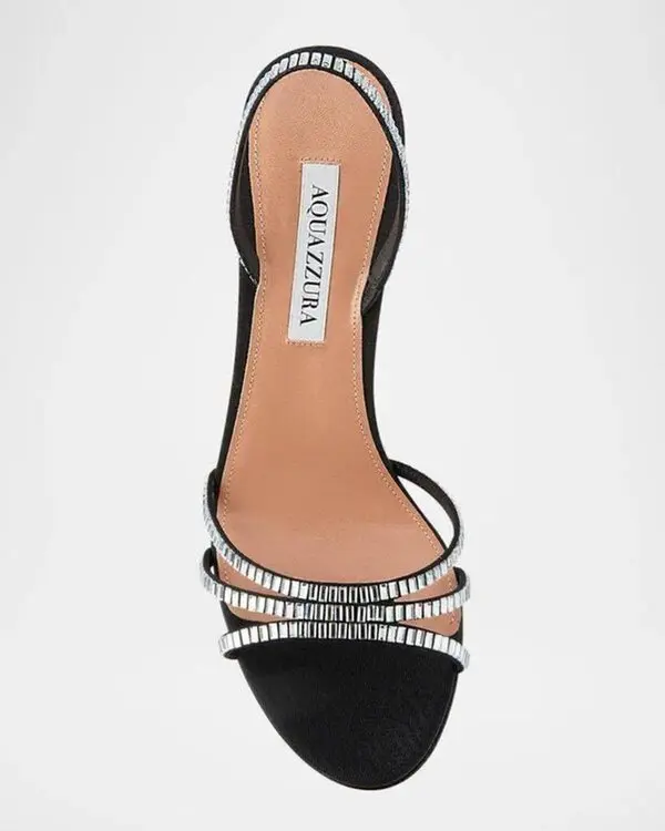 AQUAZZURA Memoire Crystal Halter Sandals - Black