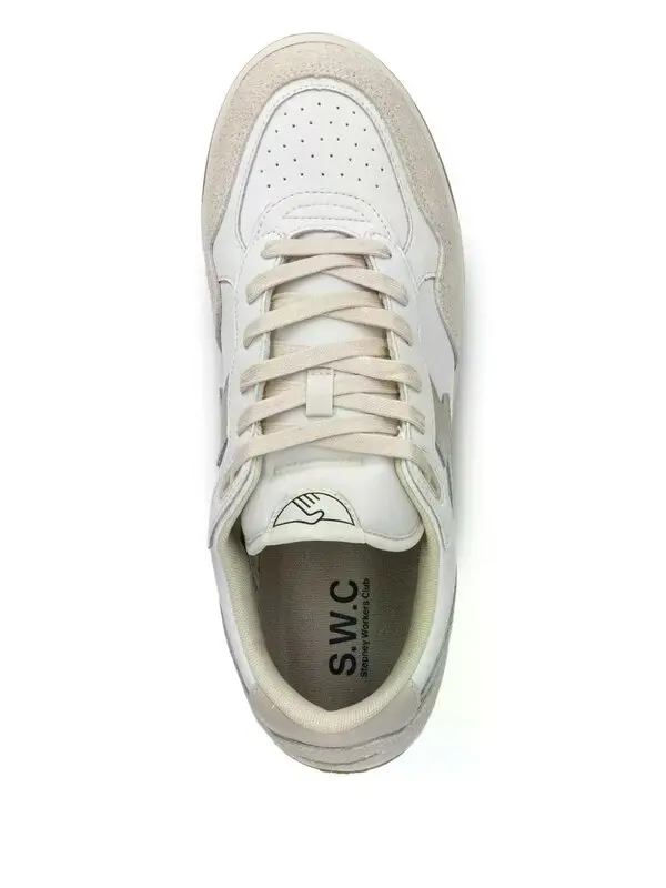 S.W.C STEPNEY WORKERS CLUB Leather Suede Low-top Sneakers - White