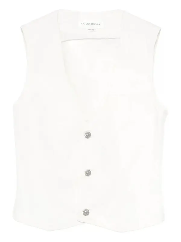 Victoria Beckham Button-fastening Sleeveless Vest - White
