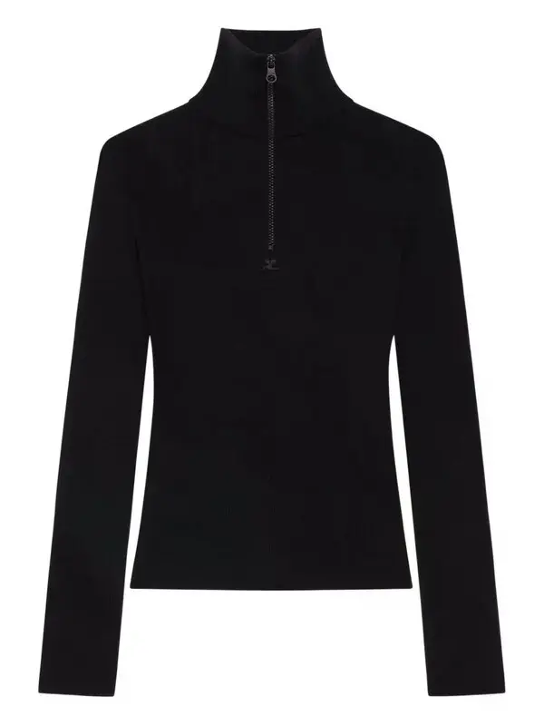 COURREGES Wool Knitted Top - Black