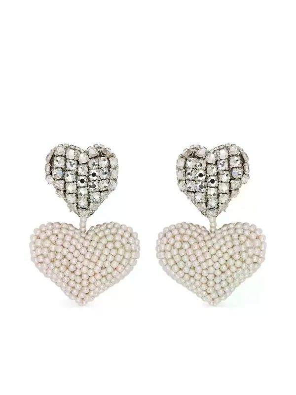 Oscar De La Renta Crystal-embellished Beaded Drop Earrings - Silver