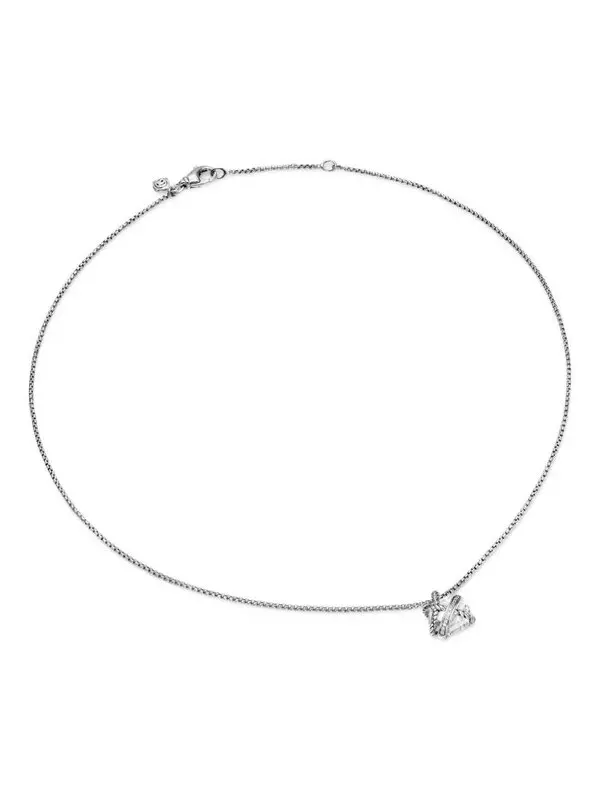 David Yurman Sterling Cable Wrap Diamond Necklace - Silver