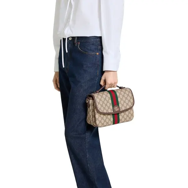 Gucci Ophidia Medium Top Handle Bag Gg Canvas