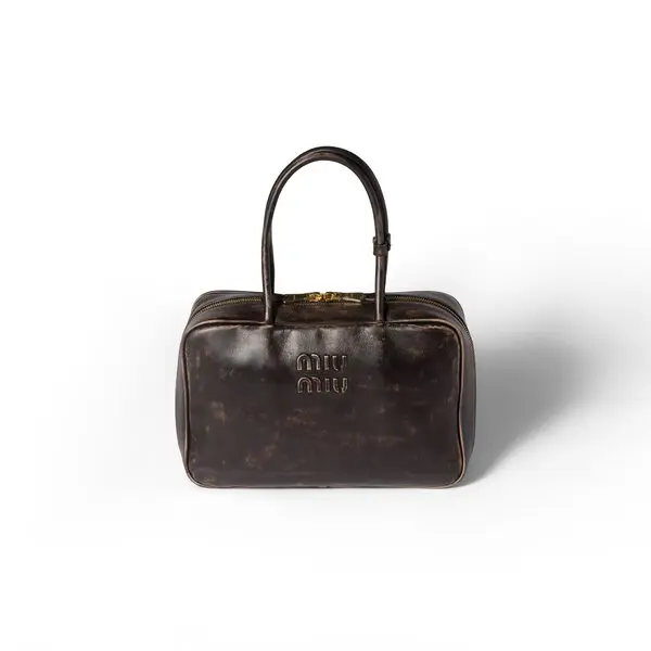 Miu Miu Beau Nappa Leather Handbag - Coffee