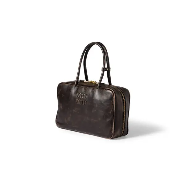 Miu Miu Beau Nappa Leather Handbag - Coffee