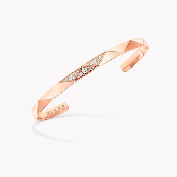 Graff Laurence Signature Faceted Diamond Bangle - Rose Gold