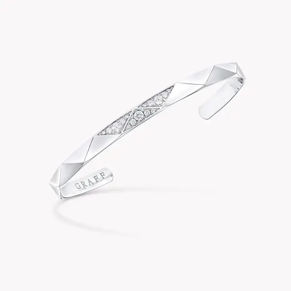 Graff Laurence Signature Faceted Diamond Bangle - White Gold