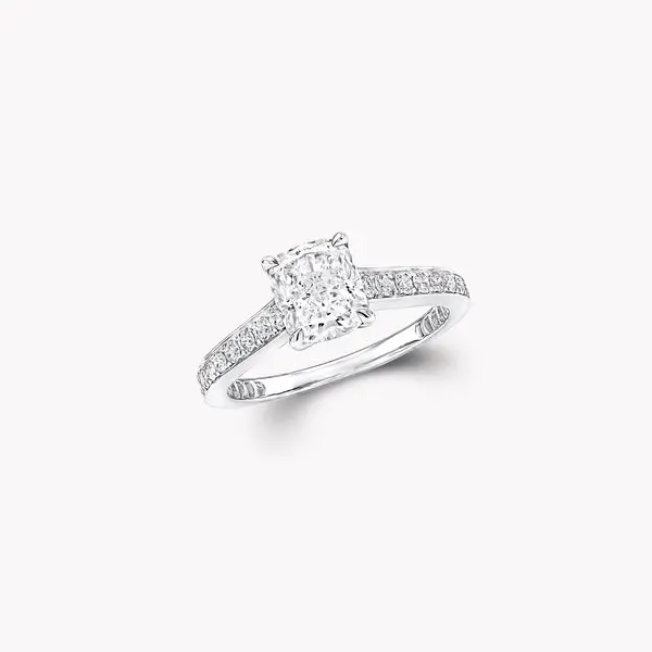 Graff Flame Cushion Cut Diamond Engagement Ring - Platinum