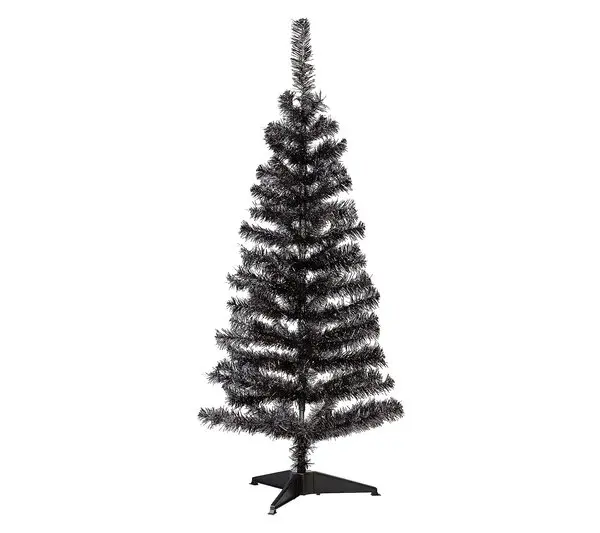NORTHLIGHT Tinsel Halloween Tree 4' Black Unlit - One-color