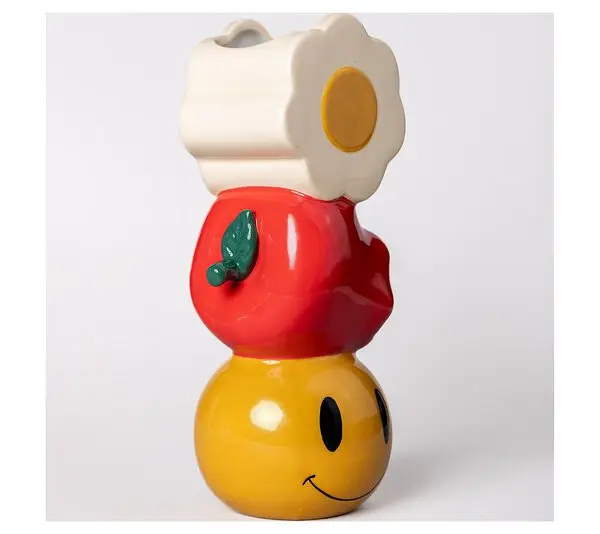 Ban.do Ceramic Vase- Daisy Apple Smiley Face
