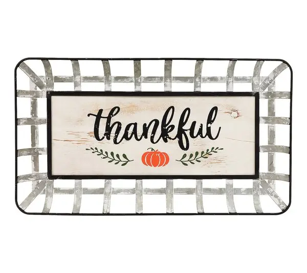 NORTHLIGHT 24' Pumpkin 'thankful' Serving Tray Ign - One-color