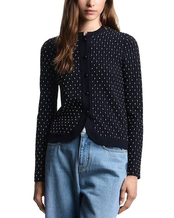 Emporio Armani Striped And Polka Dot Jacquard Motif Cardigan - Fancy Blue