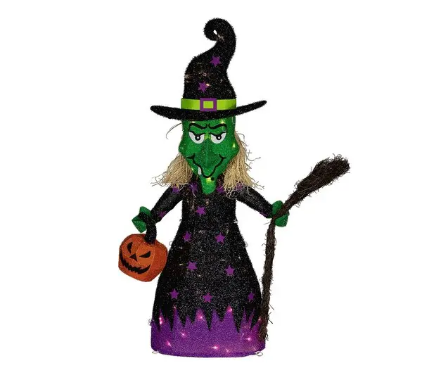 NORTHLIGHT Led Witch With Broom Yard Halloween Ecor 39 - One-color