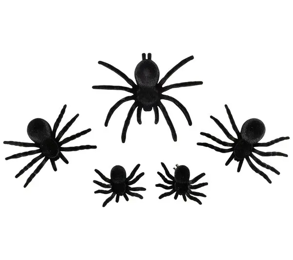 NORTHLIGHT Spiders Halloween Clip-on Decor 9.5' Set Of 5 - One-color