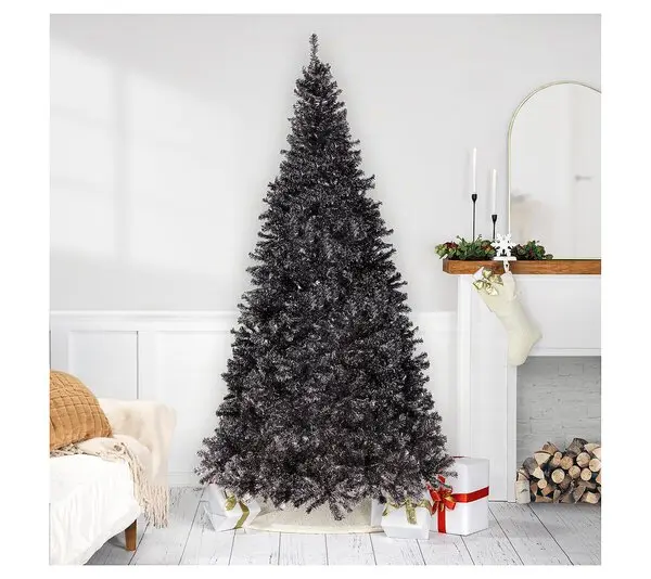 NORTHLIGHT Tinsel Halloween Tree 9' Black Unlit
