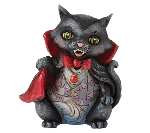 JIM SHORE Heartwood Creek Vampire Cat Mini Figu Rine 3.5in H - One-color