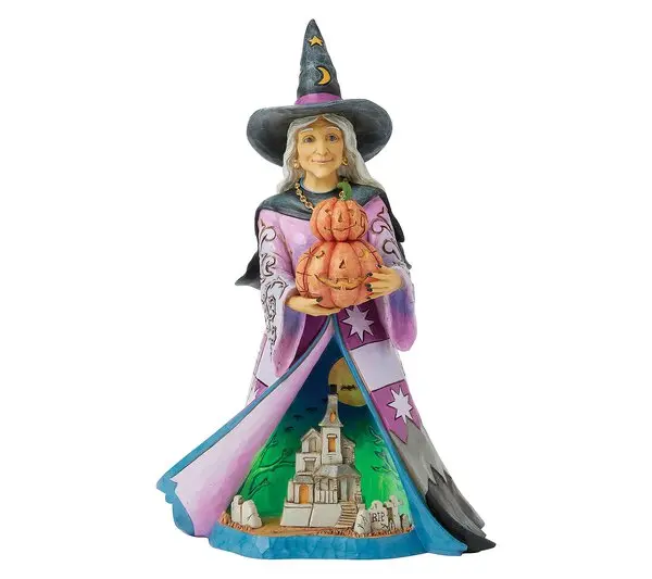 JIM SHORE Heartwood Creek Witch Holding Pumpkin S Led Figurine - One-color