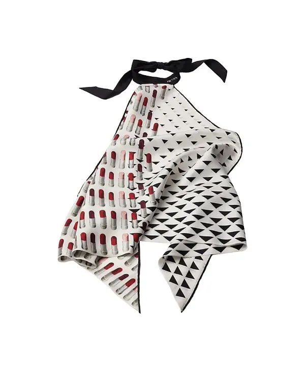 Prada Printed Silk Twill Scarf - White