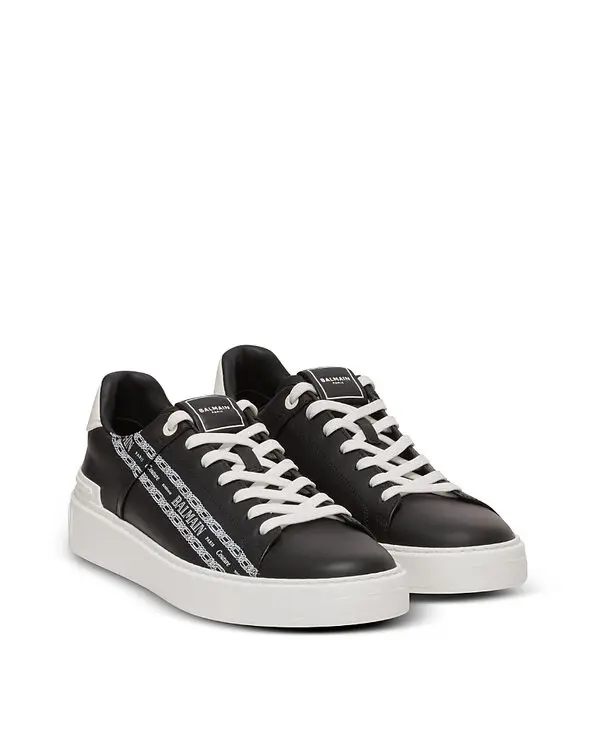 Balmain B-court Printed Calfskin Trainers - Black