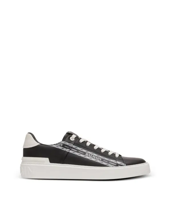 Balmain B-court Printed Calfskin Trainers - Black