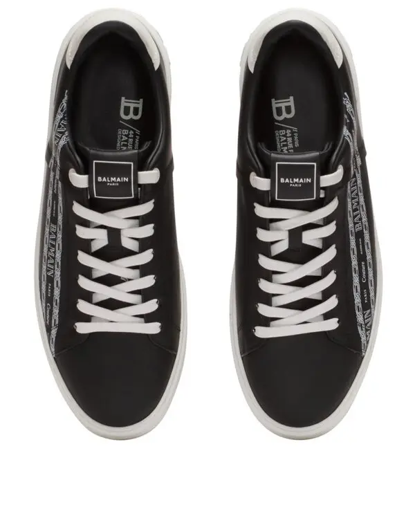 Balmain B-court Printed Calfskin Trainers - Black