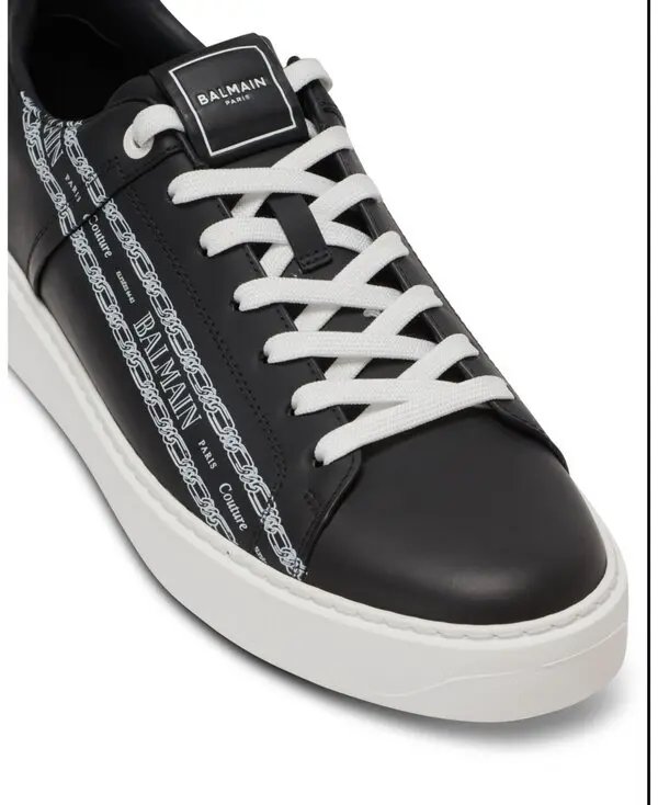 Balmain B-court Printed Calfskin Trainers - Black