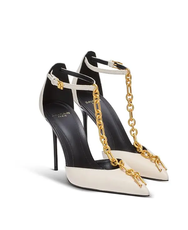 Balmain Leather Stiletto Pumps - Beige