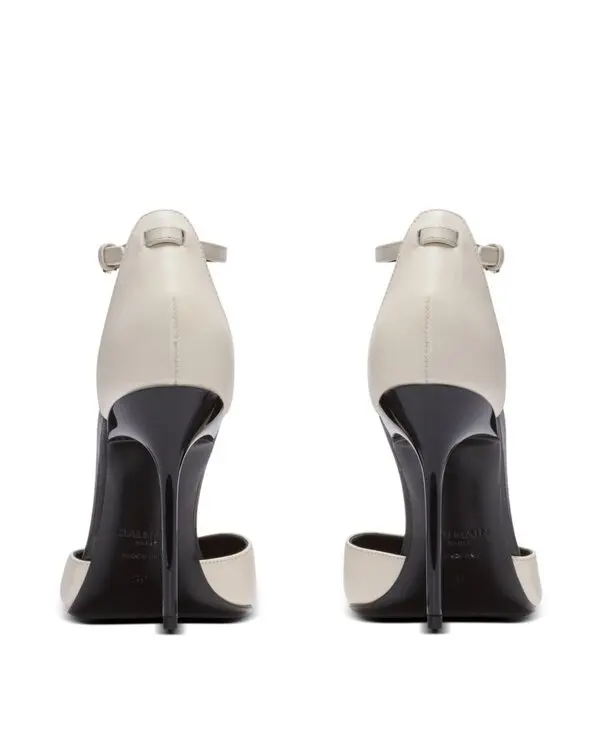 Balmain Leather Stiletto Pumps With Chain Detail - Beige