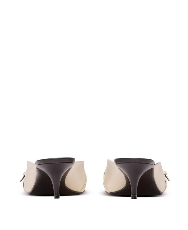 Balmain Sync Leather Mules With Chain Detail - Beige